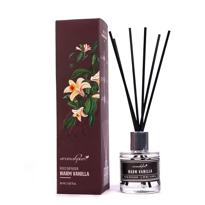 Buy Premium Reed Diffuser (Vanilla) with 6 Fiber Reed Sticks – Aromahpure