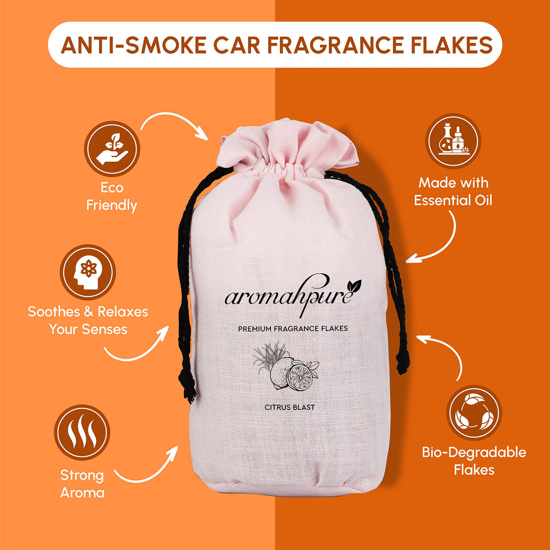 Buy Long Lasting Car Perfume Flakes (Orange & Lemongrass) – Aromahpure