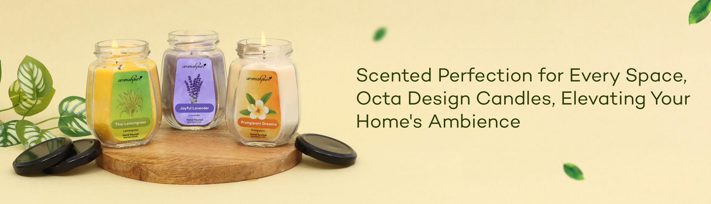 Buy Soy Wax Scented Octa Glass Jar Candles | 80+ Hrs Burn – Aromahpure