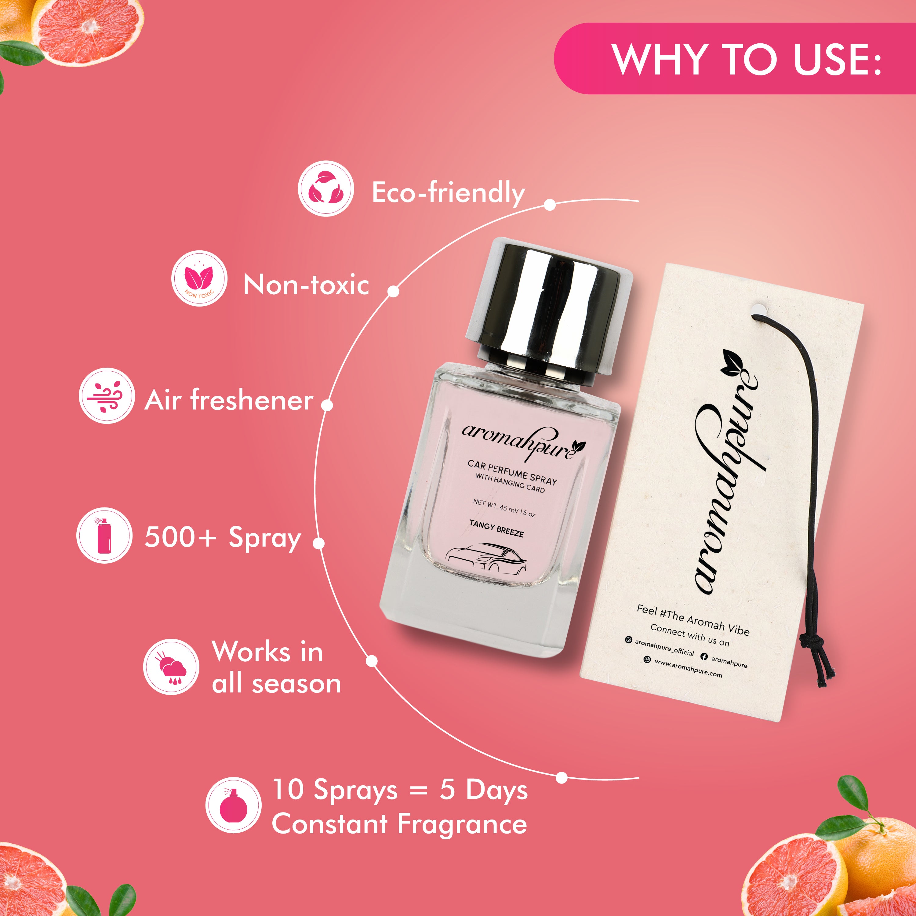 Buy Long Lasting Car Perfume Spray with Hanging Card – Aromahpure