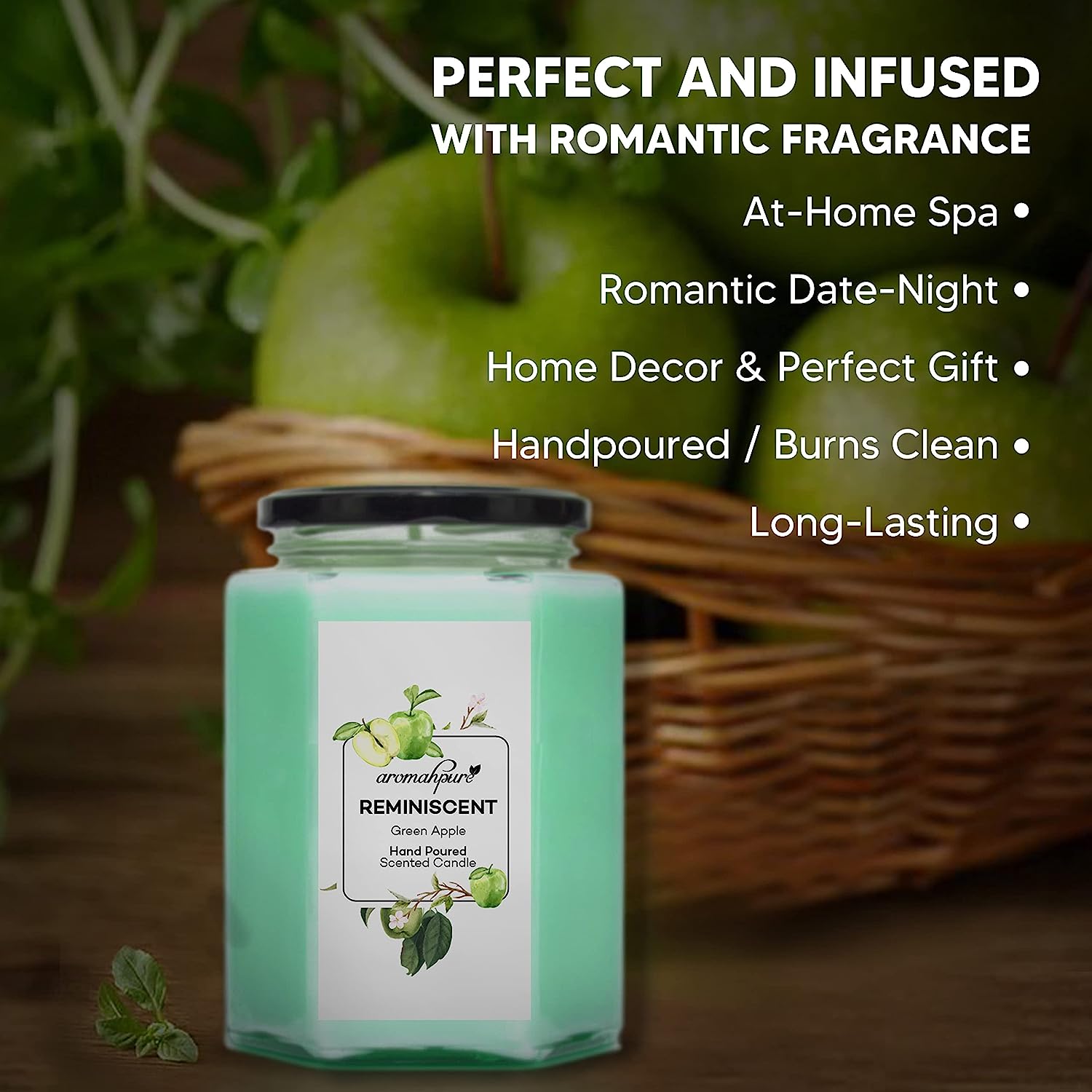 Buy Long Lasting Scented Hexa Glass Jar Candles at Aromahpure - 100% Soy Wax